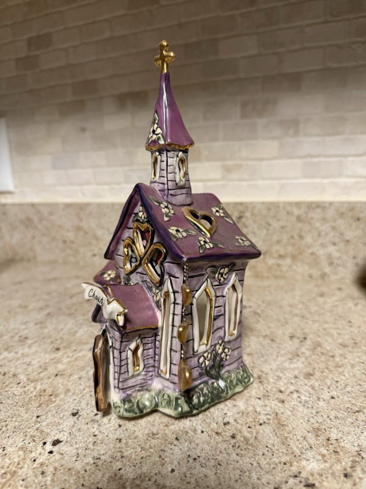 Blue Sky Clayworks “Charity”Church House Tealight Candle Holder ...