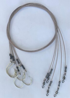 (5) Shark Grouper 250lb Steel Leader Fishing Rigs 3ft Mustad 12/0 ...