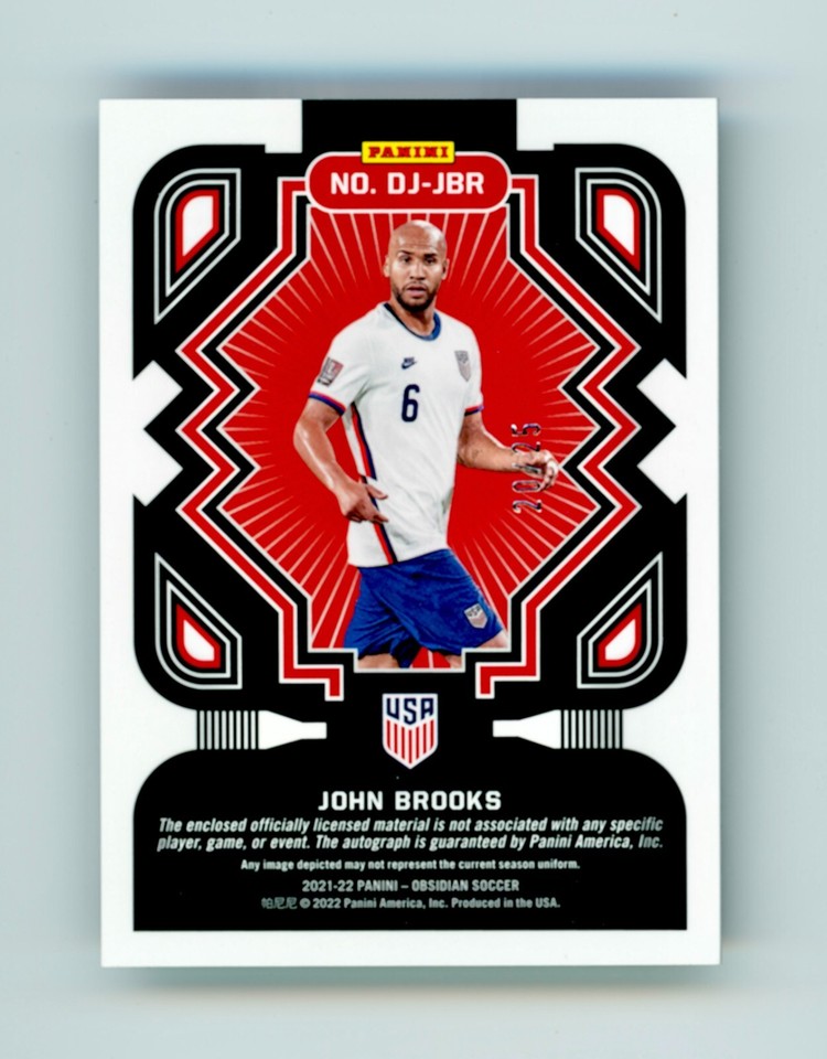 2021 John Brooks Panini Obsidian Red USMNT Autographed Jersey Patch ...