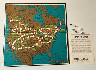 COAST to COAST copp clark 1960 rare vintage board game Map Canada USA ...