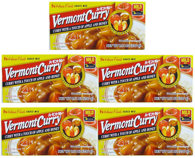 5 Japanese Vermont Curry Roux Sauce Mix Apple & Honey Mild House Foods ...
