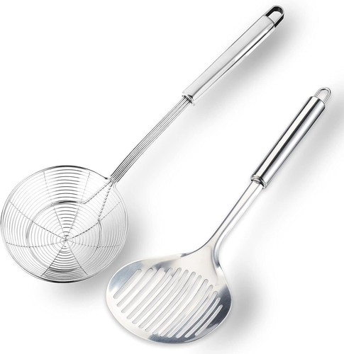 Kitchen Skimmer & Strainer Set-Stainless Steel Spider Ladle for Frying ...