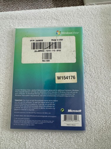 Microsoft Windows Vista Anytime Upgrade Disc 32 Bit English - NO ...