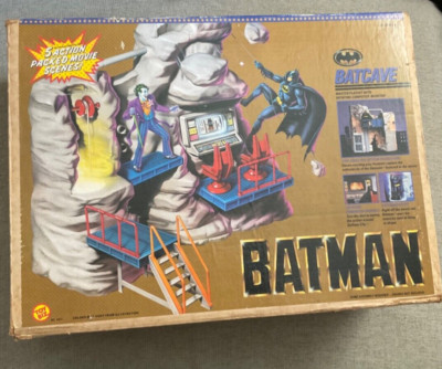 Batman Batcave 1989 Playset w/ Box Instructions Figures Chairs Included ...