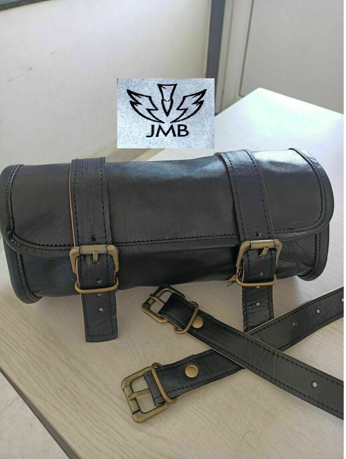 Motorcycle Leather Pouch Panniers Black Side Saddle Bag Saddlebags Bags ...