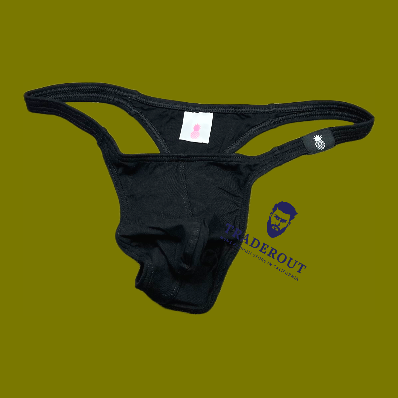 JJ Malibu men Black cheeky Bulge pouch cotton Thong underwear size L XL ...