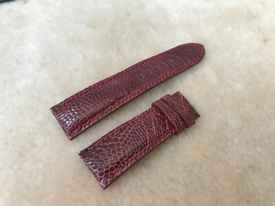 24mm/22mm Genuine Padded Ostrich Leather Watch Strap Band Red Brown ...