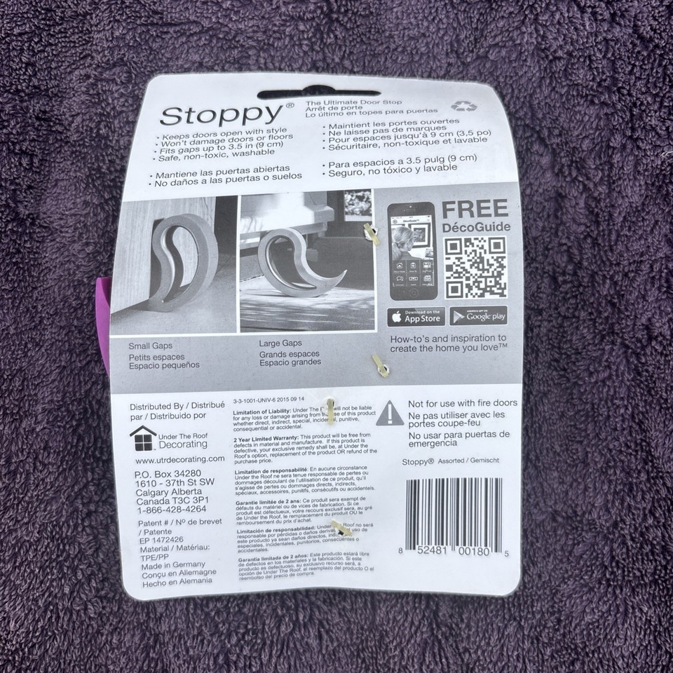 Stoppy Universal Door Stop Purple Colors fits most door indoor/outdoor ...