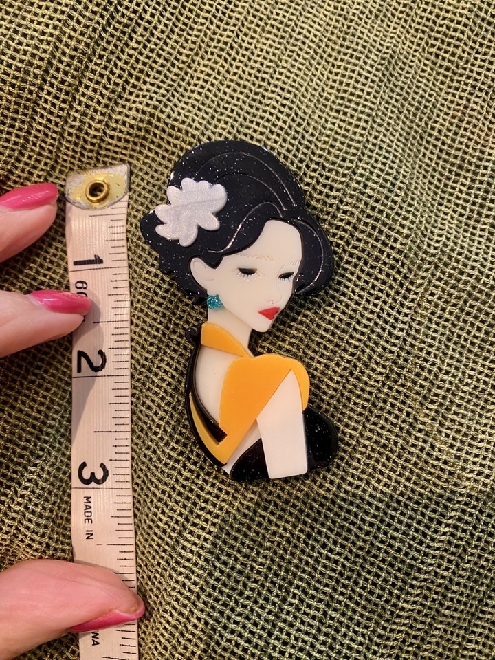 Art Deco Style 2D Acrylic/Plastic Elegant Lady Brooch / Pin Retro | eBay