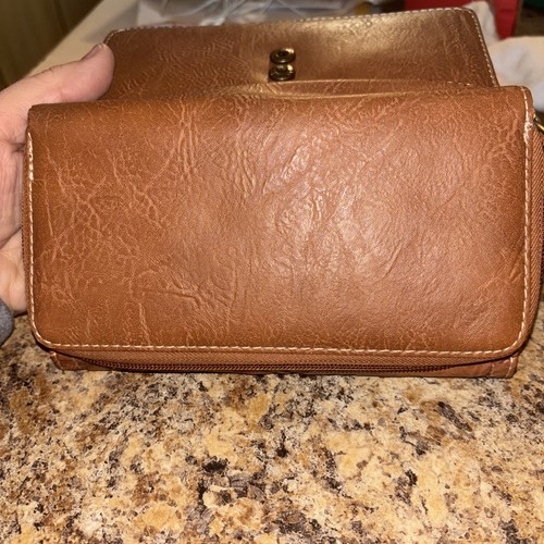 BOC Born Concept Saddle Brown Tooled Wallet Clutch Faux Leather | eBay