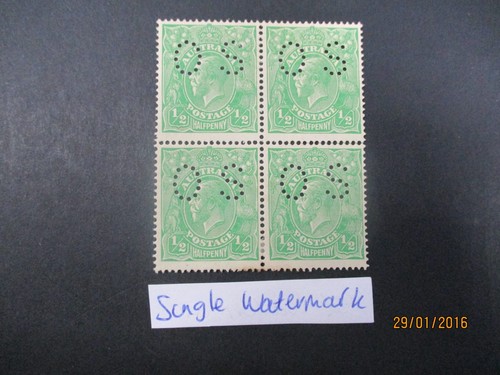 KGV Stamps: Single Watermark Block Perf OS Mint- Great Item, Must Have ...
