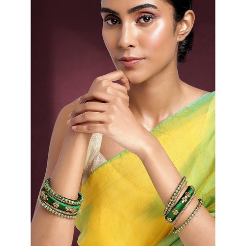 Royal Design Silk Thread Bangle Set Saree Matching Chuda Indian ...