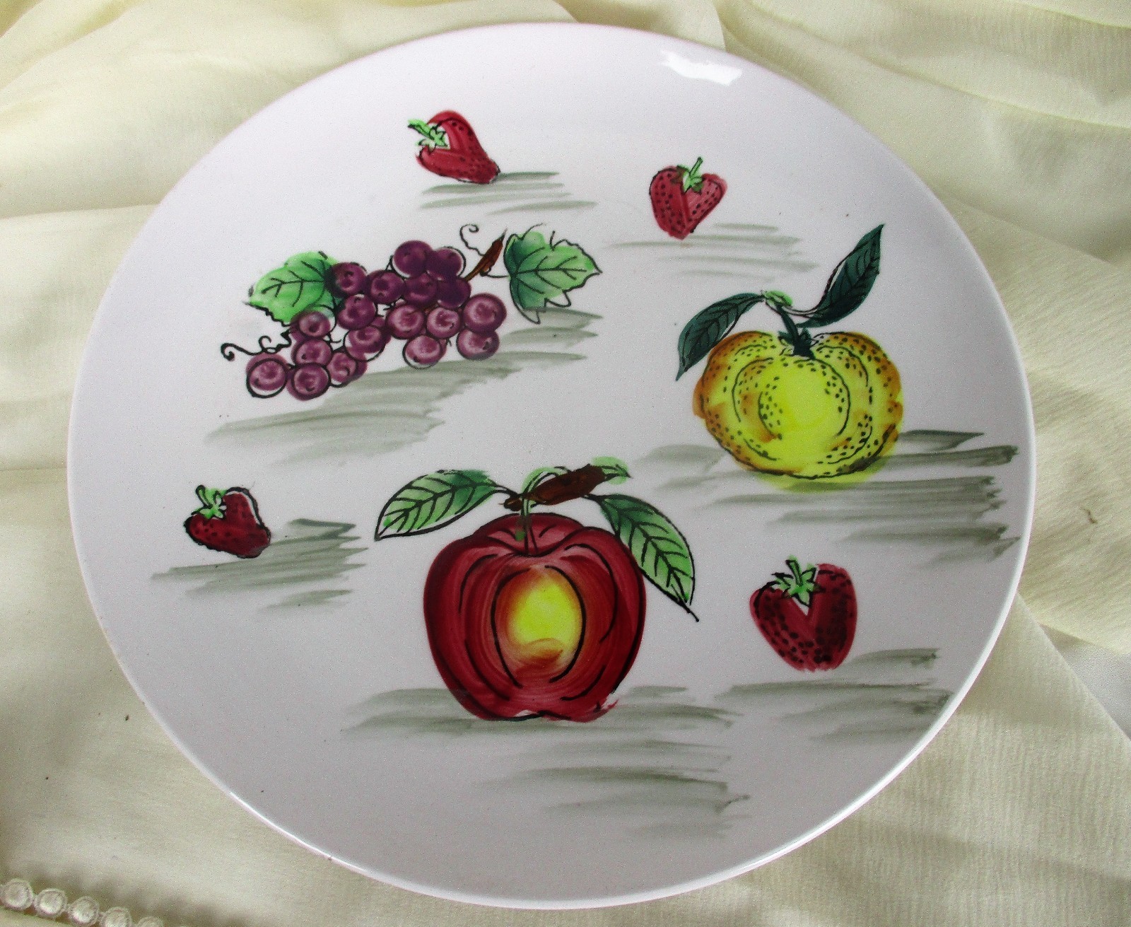 Eagle Brand Ironstone ware fruit Plate Ornate Decoration Apple Grapes ...