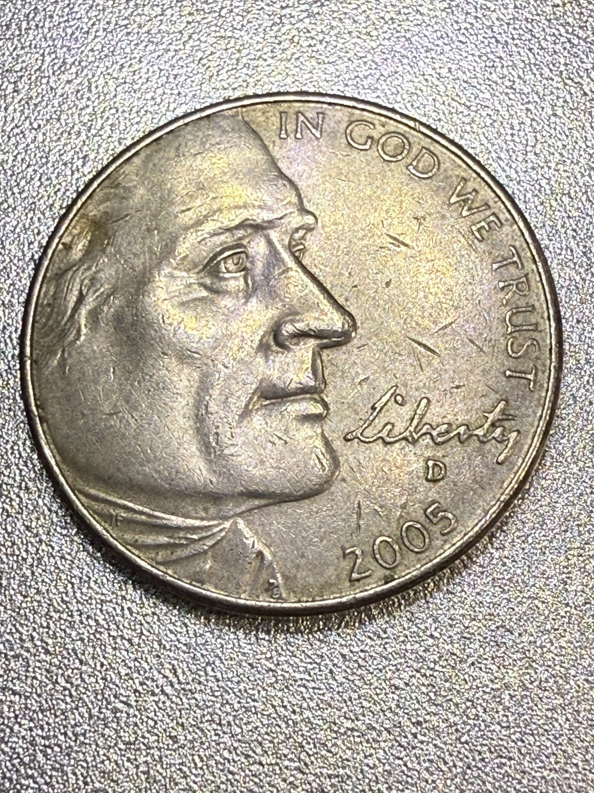 2005 D Mint Nickel-Rare Buffalo Five Cent with stabbed bison on the ...