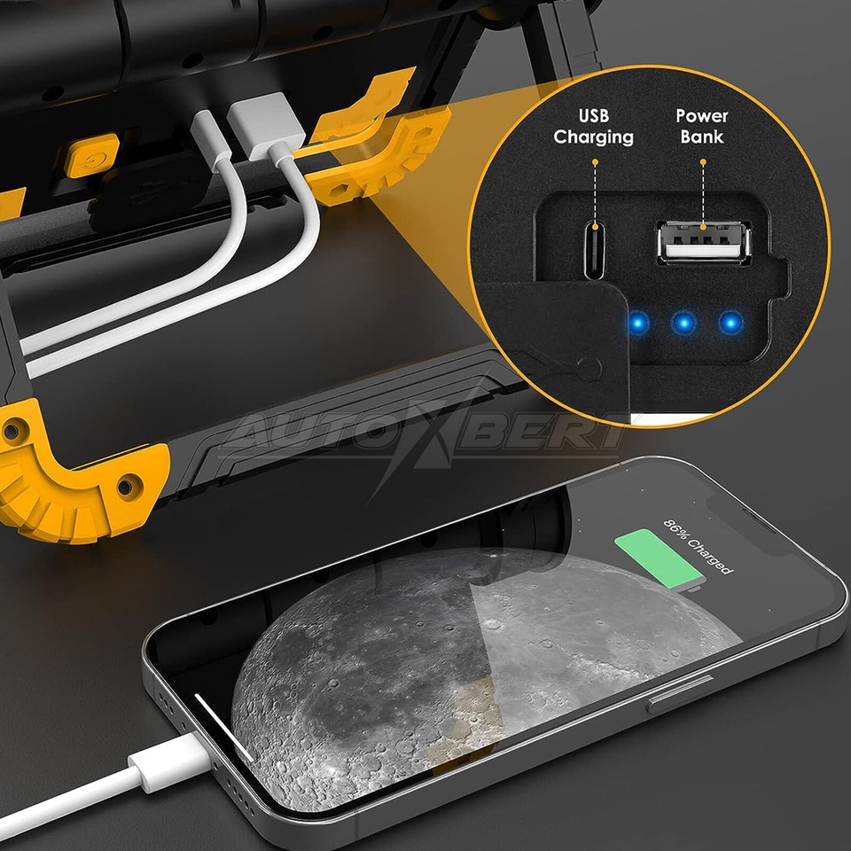 LED Work Light Rechargeable 2000LM Portable Folding Magnetic COB LED ...