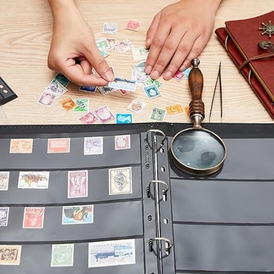 10 Sheets 5 Rows with 9 Binder Holes Double Sided Stamp Album Stock ...