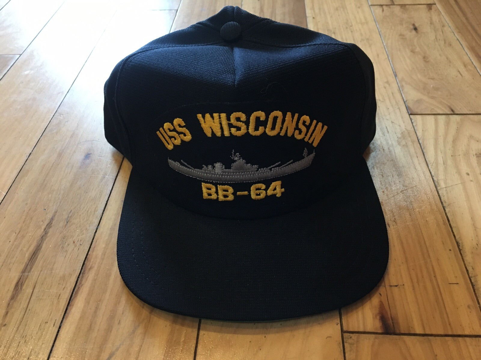 Vintage USS Wisconsin BB-64 Snapback Cap Hat Military… - Gem