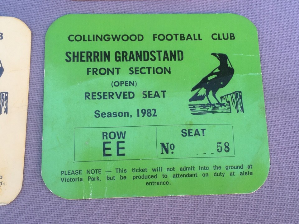 4 x Old COLLINGWOOD Football Club SHERRIN STAND Reserved Seat TICKET ...