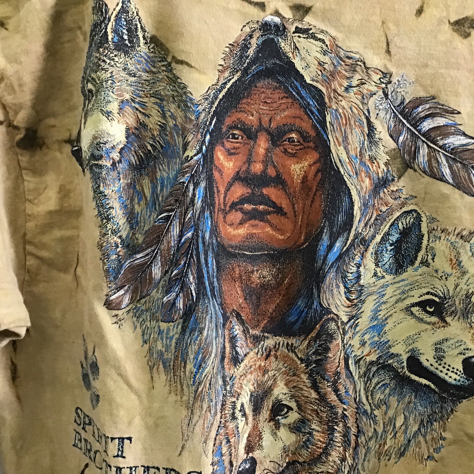 Vintage Spirit Brothers Wolf Tie Dye Native American … - Gem