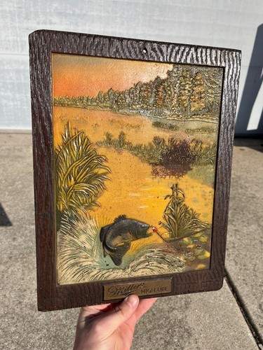 Vintage Miller High Life Beer Composition Bass Fishing Bar Sign ...