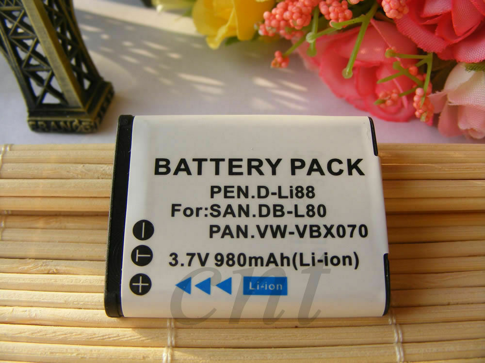 New Battery for Sanyo DB-L80 DBL80 Pentax D-L188 DL188 D-Li88 VPC-GH1GX ...