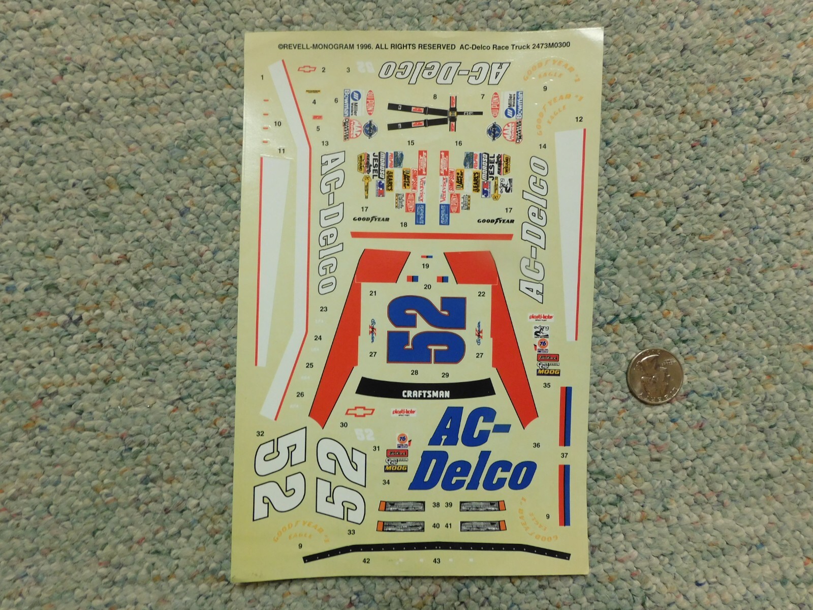 Revell Monogram Decals 1/24 1/25 #52 AC-Delco Race Truck F49 | eBay