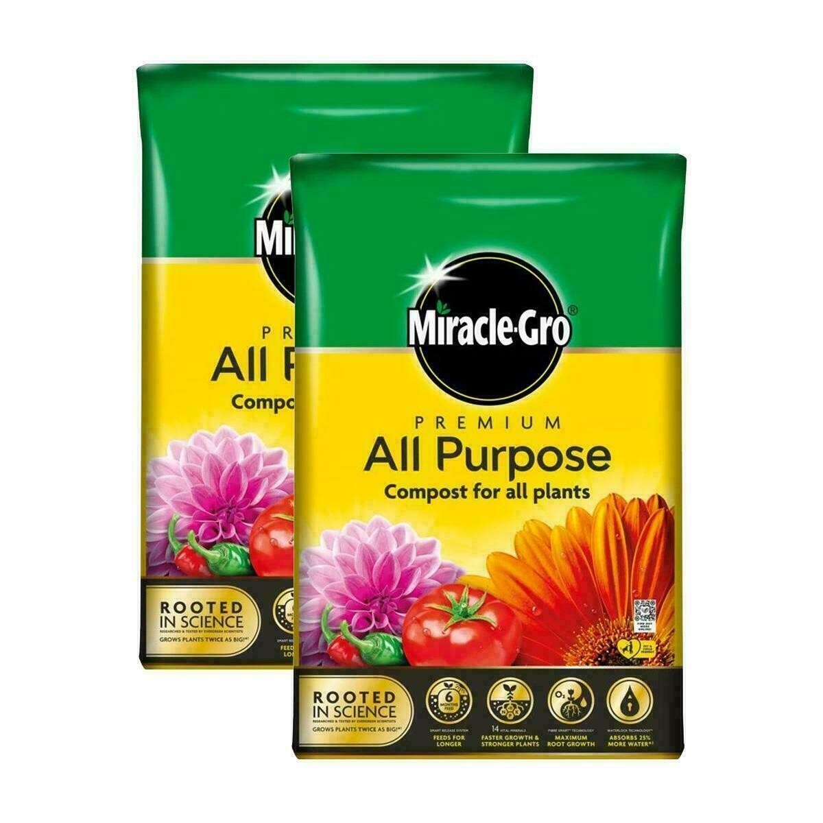Miracle Gro 80L All Purpose Enriched Compost Home Garden Planting ...