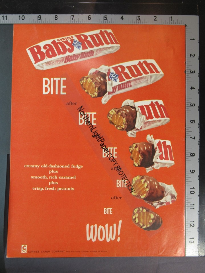 1958 big ad CURTIS Baby Ruth candy bar, PEPSI COLA make wedding bells ...