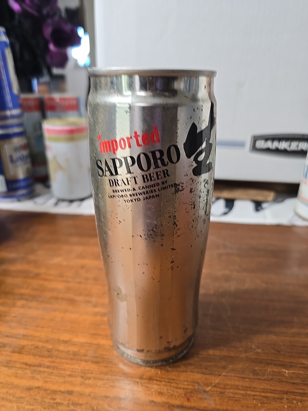 SAPPORO Draft Beer Can EMPTY Tokyo Japan Top Open 22 oz. Lager Unique ...