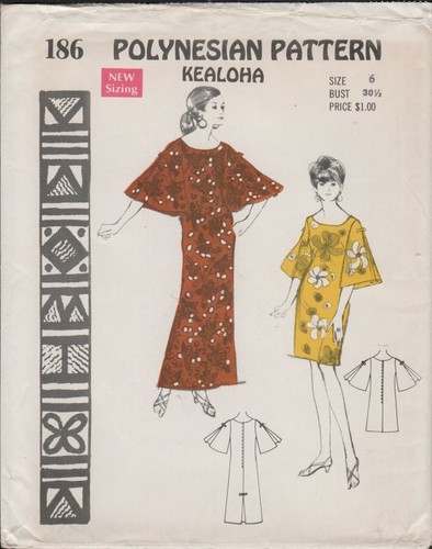 Polynesian Pattern 186 Kealoha Hawaiian Muu Muu Patio Dress Pattern ...