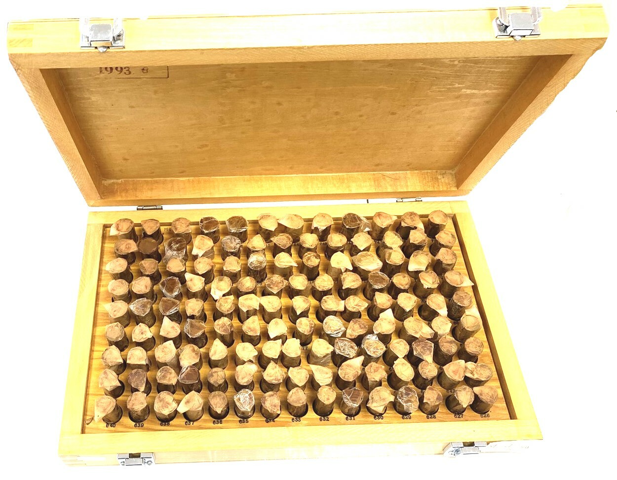 WOODEN CASE 125 PC M3- .501-.652 INCH PLUG PIN GAGE SET MINUS (-) STEEL ...