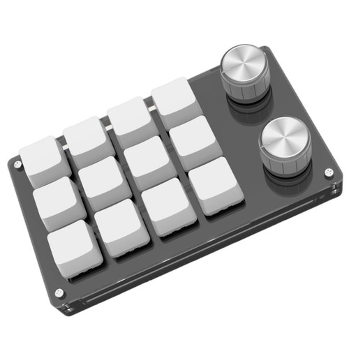 USB Mini 12-Key Gaming Keyboard Keys with 2 Knobs Custom Shortcuts DIY ...