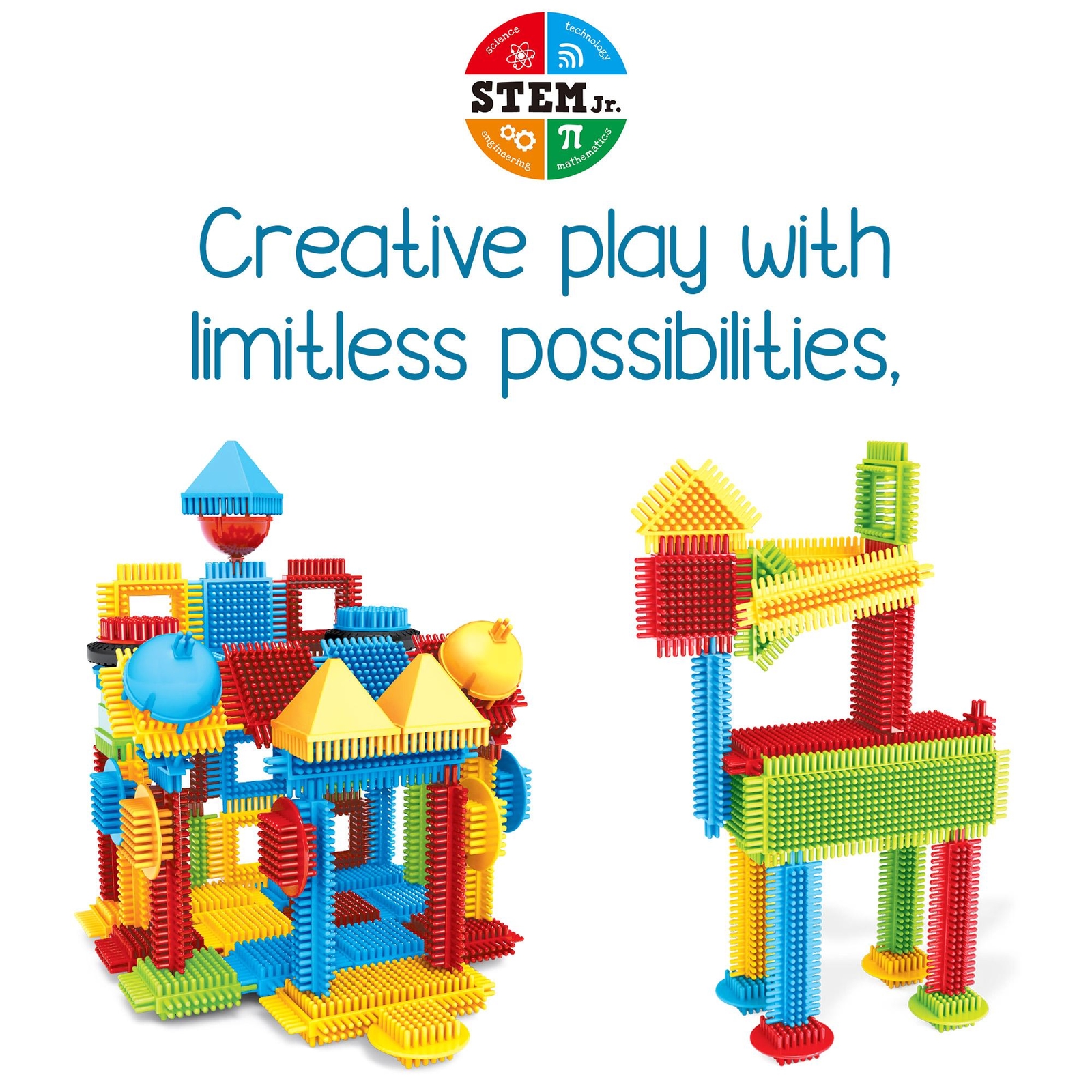Childrens 116pc Bristle Building Blocks Stacking Construction Bricks ...