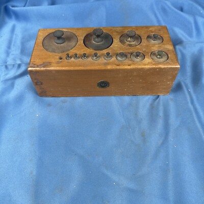 Vintage Balance Scale Weight Set 1000g to 1g 12 weights w/Wood Storage ...