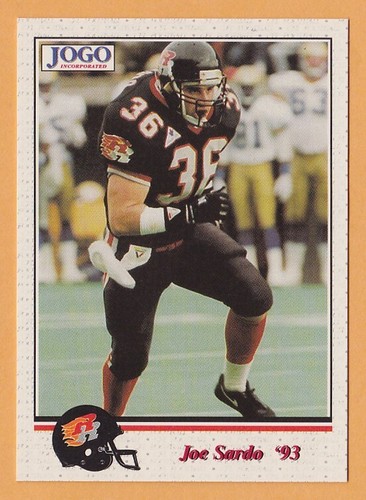 Joe Sardo 1993 Jogo CFL card Ottawa Rough Riders Hawaii Warriors | eBay