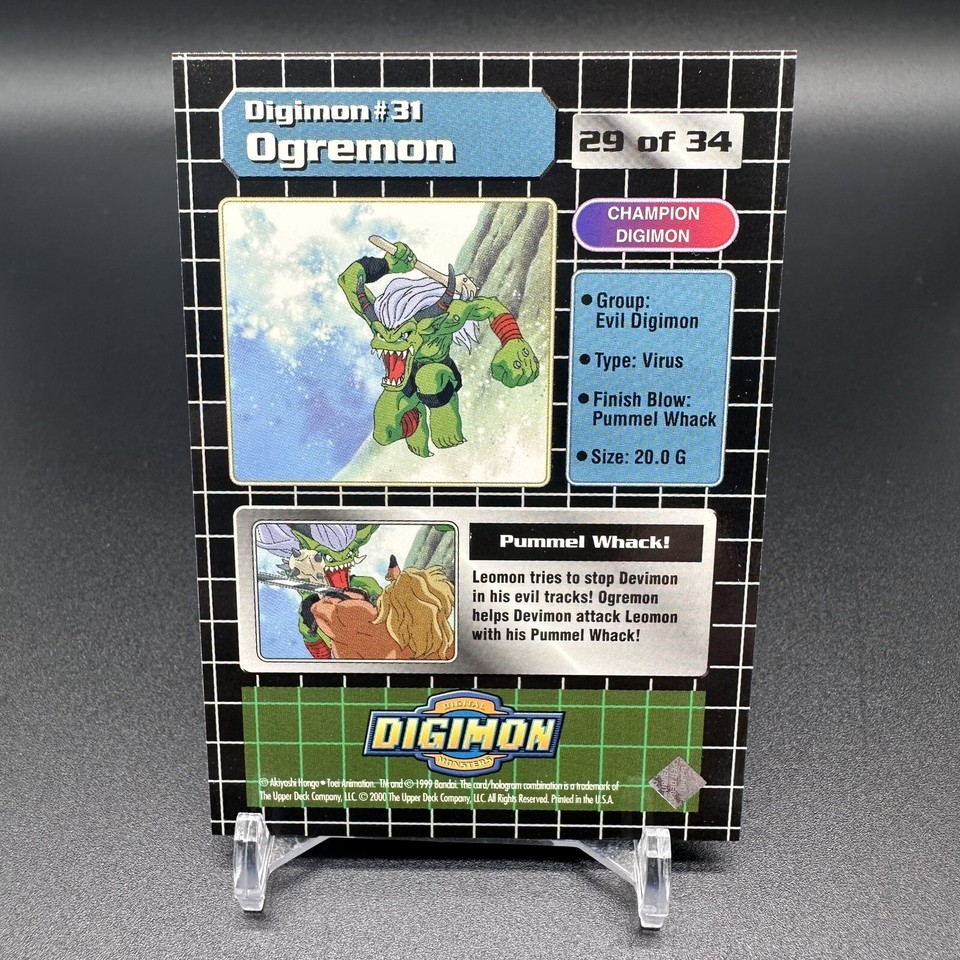 2000 DIGIMON Trading Card Animated Series Ogremon #29 Champion - Pack ...