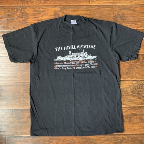 Vintage The Hotel Alcatraz Prison Island Black T-Shirt Adult Large San ...