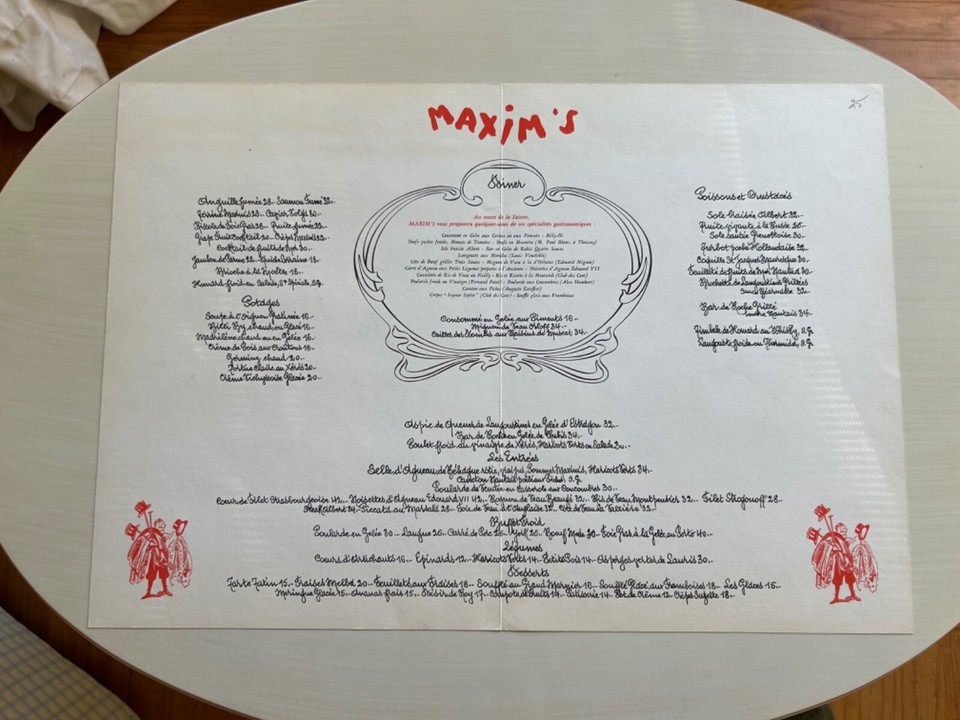 ORIGINAL VINTAGE CHEZ MAXIM’S RESTAURANT MENU PARIS, FRANCE (FRAMED ...