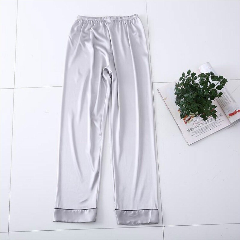 Men Satin Pants Loose Long Silk Pajamas Trousers Bottoms Summer ...