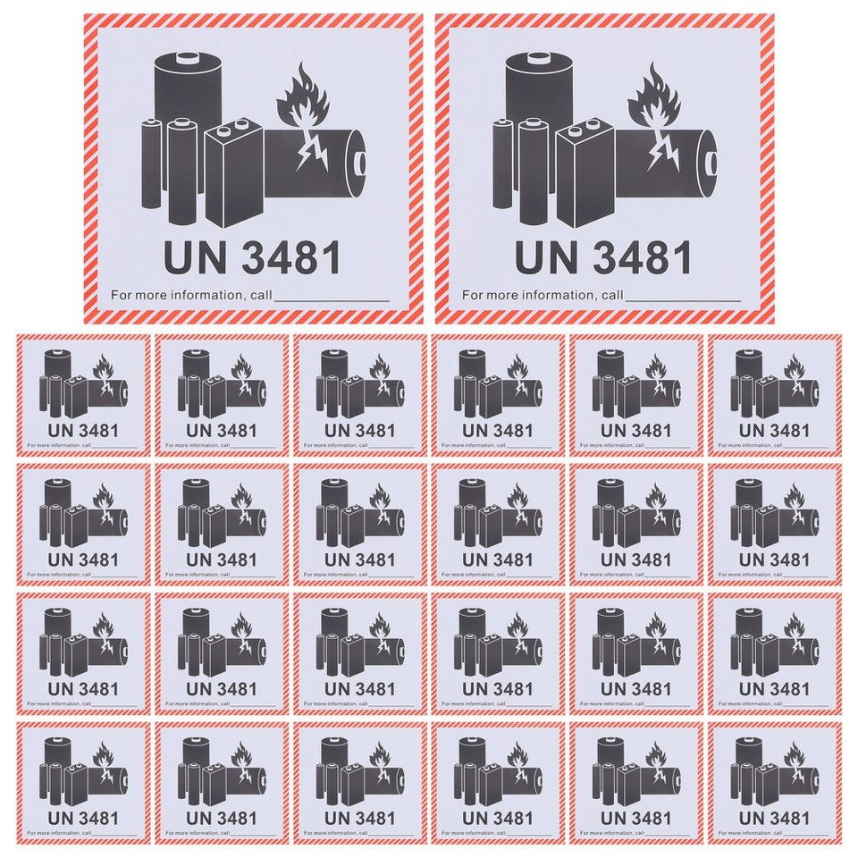100 Sheets Un3481 Label Battery Caution Labels Safety Stickers Fire ...