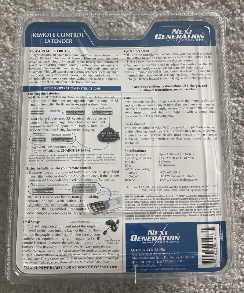 NEXTGEN Remote Extender Plus 418 MHz Remote Control Extender | eBay