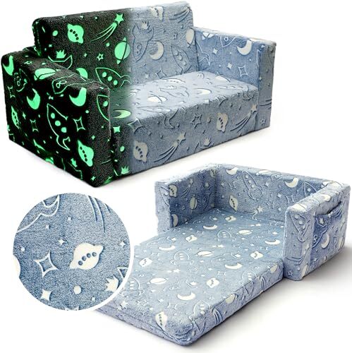 Toddler Couch Bed - Kids Sofa Couch Fold Out, 2-Seater Plush ...
