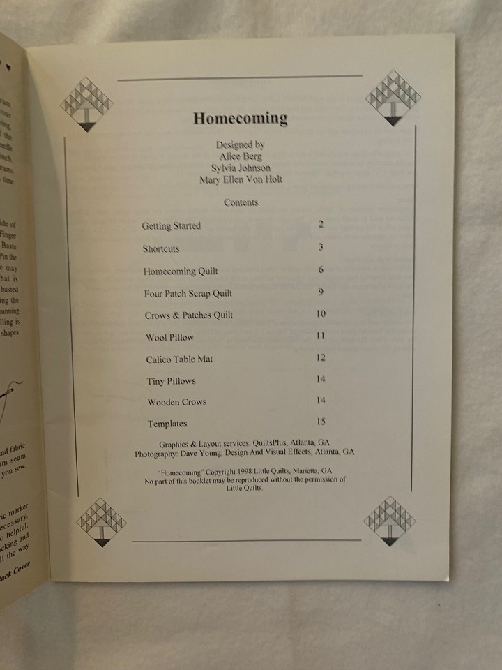 Homecoming By Little Quilts Country Quilts Pillows Table Mat Crows EUC ...