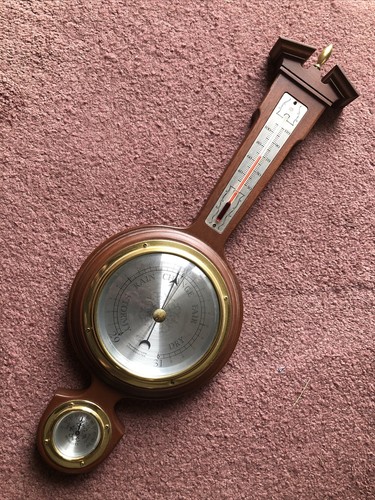 Early Taylor Banjo Wall Weather Station 21" Thermometer Mahogany Wood ...