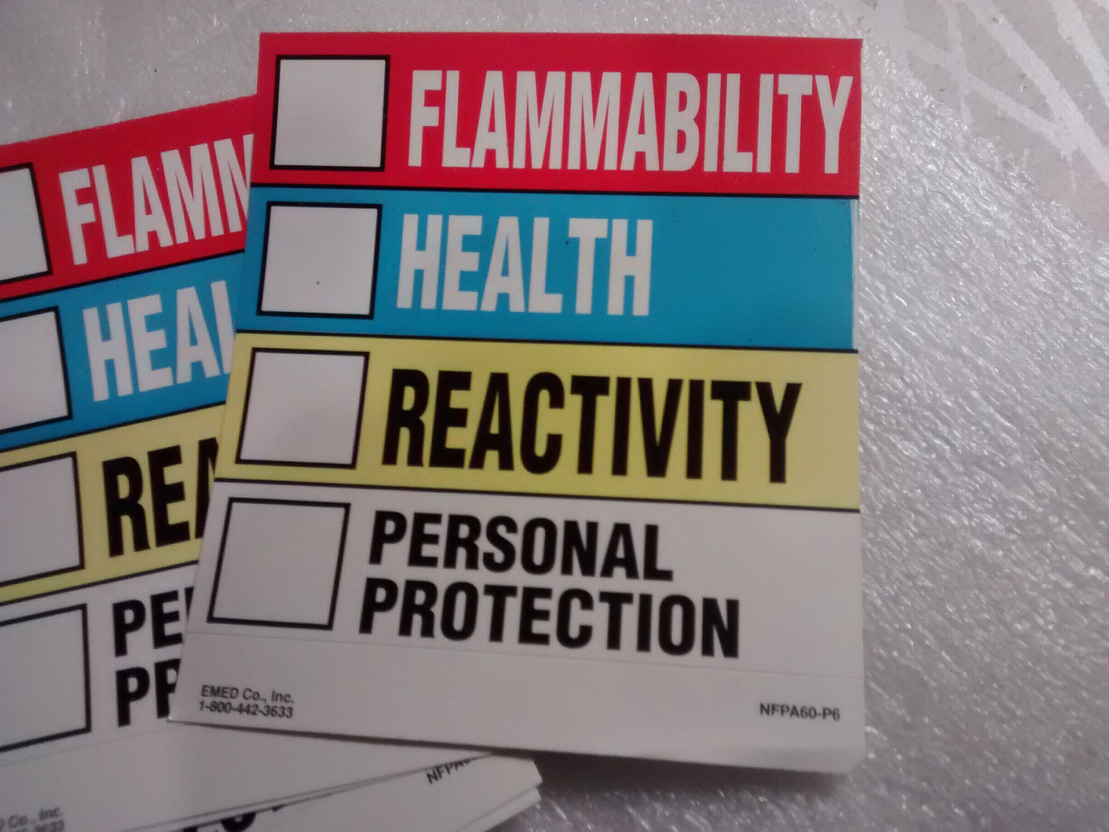 New lot of 40, Flammabitlity Health Reactivity Personl Protection ...