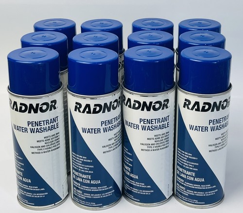 12 Cans RADNOR Aerosol Can Water Soluble Red Dye Penetrant Water ...