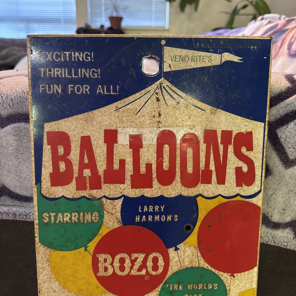 VTG Bozo The Clown Big Top Balloon Coin Op Vending Machine Vend Rite ...