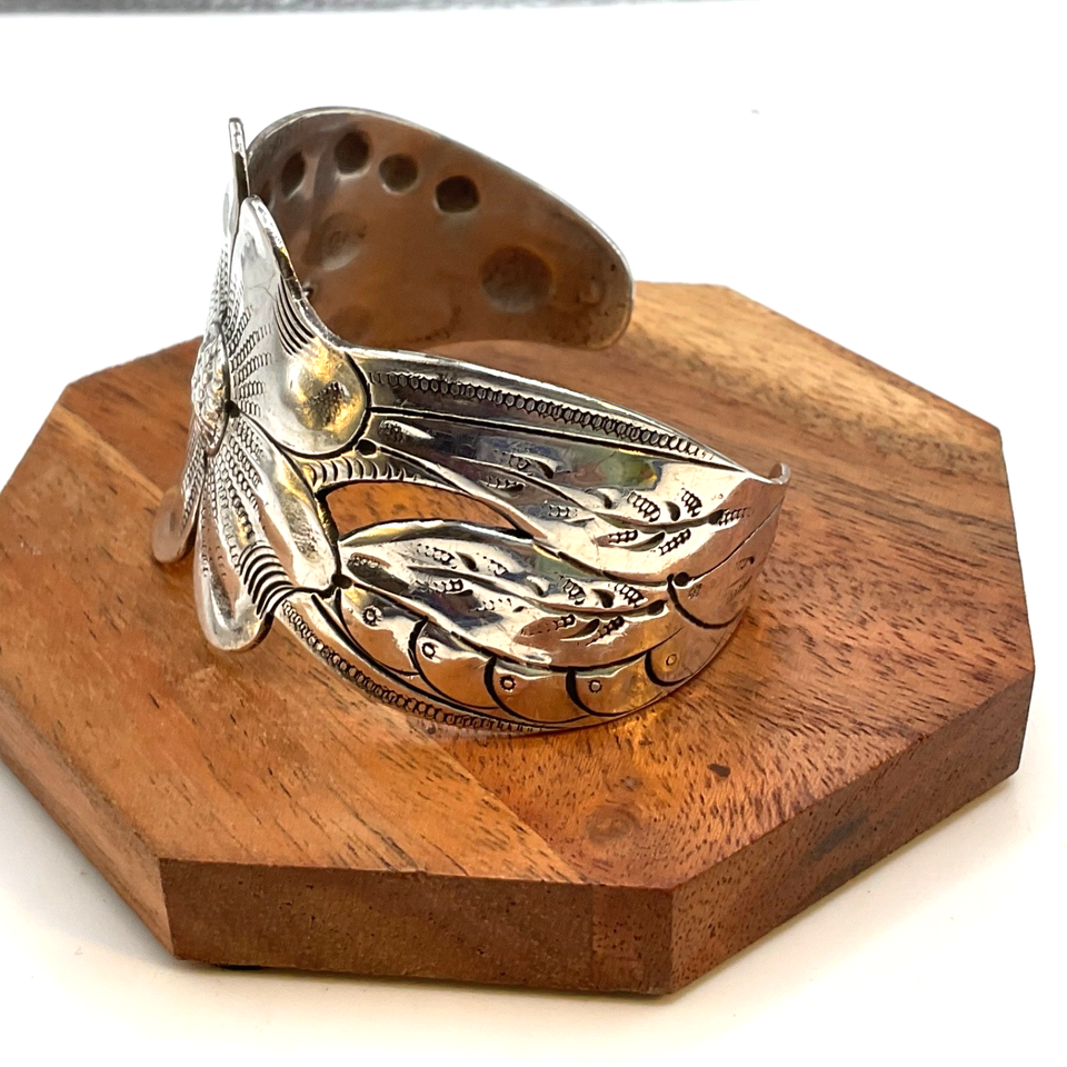 Reyonolds Hand Chasted Antique Sterling Floral Cuff 40 Grams 7 3/8 | eBay