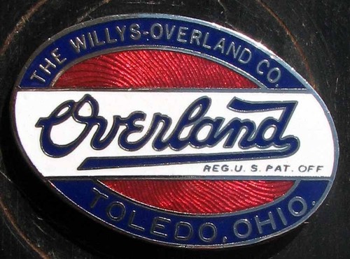 NOS 1919 to 1928 WILLYS OVERLAND CHROME CLOISONNE' EMBLEM EXCELLENT # ...