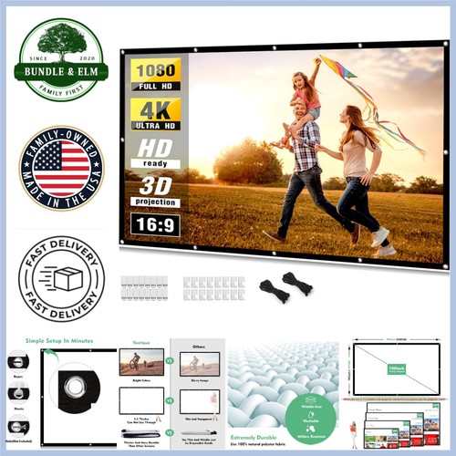 160-Degree Viewing Angle 100 Inch HD Projector Screen - Easy Setup ...